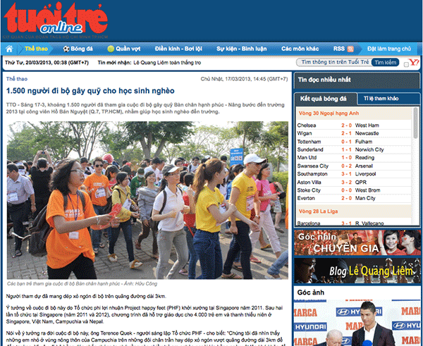 Tuoitre Online (18 March, 2013) – Project Happy Feet